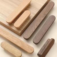 China Modern Minimalist Walnut Drawer Cabinet Door Handle Long Wooden Log Style Wardrobe Knob for Dresser Use for sale
