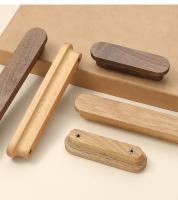 China Modern Minimalist Walnut Drawer Cabinet Door Handle Long Wooden Log Style Wardrobe Knob for Dresser Use for sale