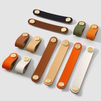 China Contemporary Modern Leather Cabinet Knobs Metal Button Drawer Handles for Home Decor & Children's Room Wardrobe Dresser Knobs for sale