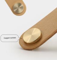 China Contemporary Modern Leather Cabinet Knobs Metal Button Drawer Handles for Home Decor & Children's Room Wardrobe Dresser Knobs for sale