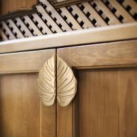 China Antique Zinc Alloy Leaf Pair Handle Light Luxury High-End Cabinet Door Handle for Wardrobe Drawer Closet Shoe Wine Cupboard for sale
