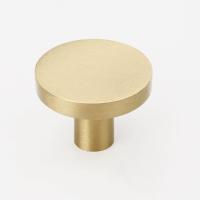 China Modern Classic Round Solid Brass Knobs with Brushed Gold Finish for Dresser Drawer Bedroom & Bathroom Cabinets & Kitchen Use for sale
