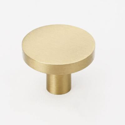 China Modern Classic Round Solid Brass Knobs with Brushed Gold Finish for Dresser Drawer Bedroom & Bathroom Cabinets & Kitchen Use for sale