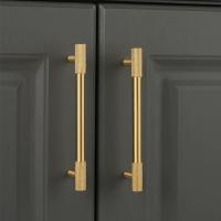 China 2025  Knurling Brass Handles Solid Brass Gold Cabinet Door Kitchen Drawer Handle Furniture Hardware for sale
