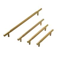 China Hot-Brushed Brass T-Bar Knurled Handles Gold Kitchen Cupboard and Furniture Hardware for Cabinets Dressers Wardrobes Drawers for sale