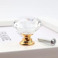 China 2025 Crystal Diamond Shape Kitchen Bedroom Hotel Cabinet Handles Knobs with Easy Installation for sale