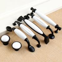 China European Style Antique Furniture Knobs Handles Ceramic Zinc Alloy Cabinet Handles for Wardrobe Drawer Dresser Kitchen Bathroom for sale