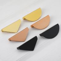 China Semi-Circular Handles Aluminium Luxury Shoe Cabinets Wardrobe Door Handles Black Round Triangle Furniture Handles for sale