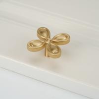 China Nordic Solid Brass Cabinet Wardrobe Door Handle Knob Modern Simple Gold Single Hole Furniture Drawer Flower Shape Solid Handle for sale