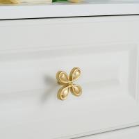 China Nordic Solid Brass Cabinet Wardrobe Door Handle Knob Modern Simple Gold Single Hole Furniture Drawer Flower Shape Solid Handle for sale