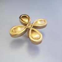 China Nordic Solid Brass Cabinet Wardrobe Door Handle Knob Modern Simple Gold Single Hole Furniture Drawer Flower Shape Solid Handle for sale