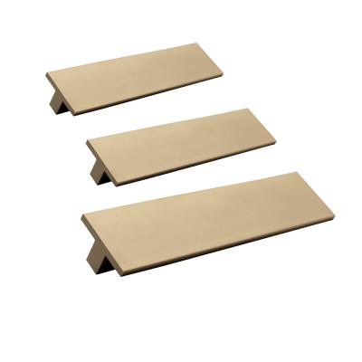 China Minimalistic Champagne Cabinet Pulls Rectangular 7 Inches Decorative Drawer Handle and Knob T-type for sale