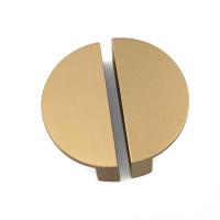 China Gold Brass Half Moon Round Furniture Handles Kitchen Cupboard Cabinet Door Knobs Dresser Pulls Knobs for Wardrobe Door Hardware for sale