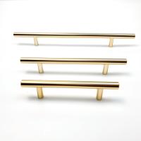 China Aluminium Profile Solid Metal Hardware Furniture Kitchen Door Pull Handle Matt Black Gold Knob Cabinet Handles 1meter T Bar for sale