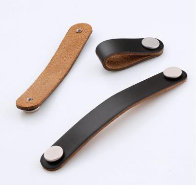 China Racyle Classic Furniture Leather Drawer Handles Single Double Hole Pull Knobs for sale