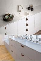 China Racyle Classic Furniture Leather Drawer Handles Single Double Hole Pull Knobs for sale