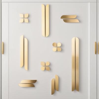 China Customized Mold Gold Handles for Cabinets Salix Leaf Knob Furniture for sale