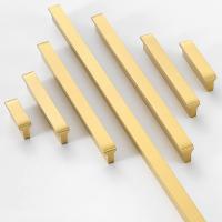 China Modern Solid Brushed Brass T-Shaped Handle Brushed Gold Wardrobe Kitchen Cabinet Pull for Furniture Drawer Santaya Model 8801 for sale