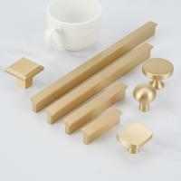 China Modern Solid Brushed Brass T-Shaped Handle Brushed Gold Wardrobe Kitchen Cabinet Pull for Furniture Drawer Santaya Model 8801 for sale