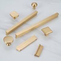 China Modern Solid Brushed Brass T-Shaped Handle Brushed Gold Wardrobe Kitchen Cabinet Pull for Furniture Drawer Santaya Model 8801 for sale