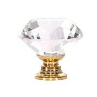 China Modern Transparent Crystal Knob Beautiful Golden Knobs Handle Durable Easy Installation Furniture Door Pulls Kitchen Wardrobe for sale