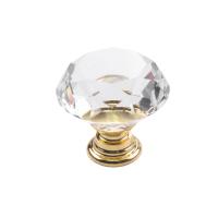 China Modern Transparent Crystal Knob Beautiful Golden Knobs Handle Durable Easy Installation Furniture Door Pulls Kitchen Wardrobe for sale