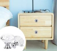 China Modern Transparent Crystal Knob Beautiful Golden Knobs Handle Durable Easy Installation Furniture Door Pulls Kitchen Wardrobe for sale