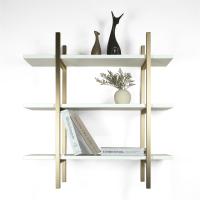 China Industrial Modern 3-Tier Wall Mounted Shelves Olive Green With H-Shape Metal Frame 31.5inches Kitchen for sale