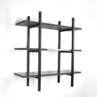 China Industrial Modern 3-Tier Wall Mounted Shelves Olive Green With H-Shape Metal Frame 31.5inches Kitchen for sale