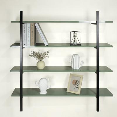 China New Design Aluminum Metal Wood Wall Shelf Storage Kid Book Shelf for Living Room for sale