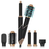 China Professional 6 In 1 Powerful Foldable Hot Air Hair Styler Dryer Ionic Beauty Salon Balck Golden for sale