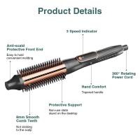 China Tourmaline Ceramic Hair Curling Brush With Adjustable Temperature And 1.6M Power Cord for sale