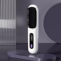 China Portable Cordless Hair Straightening Brush 35W Fast Heating Type-C With Negative Ion Temperature Display Screen for sale
