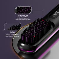 China Portable Cordless Hair Straightening Brush 35W Fast Heating Type-C With Negative Ion Temperature Display Screen for sale