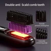 China Portable Cordless Hair Straightening Brush 35W Fast Heating Type-C With Negative Ion Outdoor Use for sale