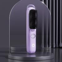 China Personal Care Hair Dryer Electric Brush Hot Air Comb Heat USB Wireless Rechargeable Hair Straightener Brush for sale