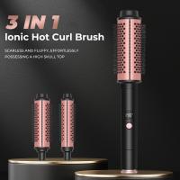 China Double Ceramic 3-in-1 Hot Air Brush Black Gold Dry As You Style Hair for sale