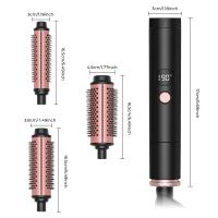 China Double Ceramic 3-in-1 Hot Air Brush Black Gold Dry As You Style Hair for sale