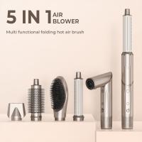 China 5 in 1 Foldable Hair Dryer Brush Wind Blow High-Speed Turbo Blow Dryer Brush Professional 500 Million Negative Ionic Hair Dryer for sale