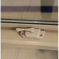 China PVC Lower Panel Low-E Glass Top Fixed Sash Single Hung Window Crescent Lock for sale