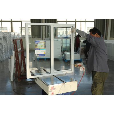 China Reception Area UPVC Sliding Window with Frosted Glass Privacy  Cheap Replacement UPVC Sliding Window for Home Renovation for sale