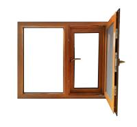 China Double Swing Interior Casement Window Door Wood Look UPVC for sale