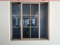 China Flush PVC Anthracite Double Glazed Windows With Grill 2.28 Inch for sale