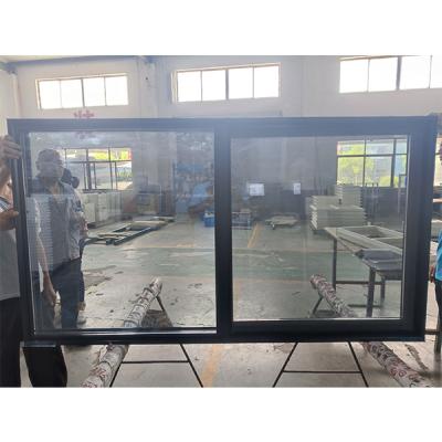 China Mildew Resistant Huge Black UPVC Glass Sliding Window For House Decorative for sale