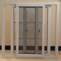China Double Sliding Mesh Flush Sash UPVC Windows Clear Tempered Glass for sale