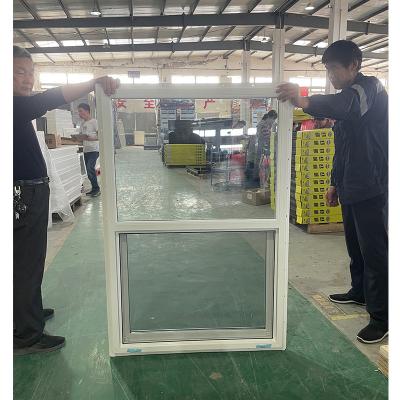 China Customized Size UV Resistant Vertical Sliding UPVC Single Hung Window With Fly Screen for sale