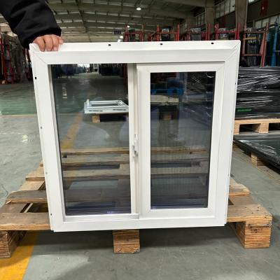 China Slim Black-Frame UPVC Sliding Window for Minimalist Office Partitions Double Glazed Green-Tinted UPVC Sliding Window for Energy Efficiency for sale
