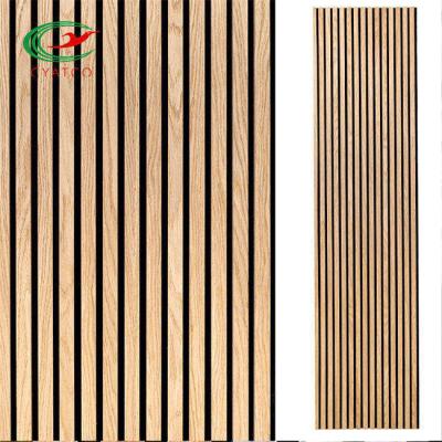 China Interior Natural Oak Acoustic Wall Panels Slat Wood Fire Retardant for sale