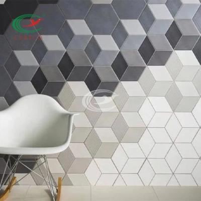 China Self Adhesive Noise Cancelling Tiles , Polyester Fiber Sound Absorbing Wall Panels for sale