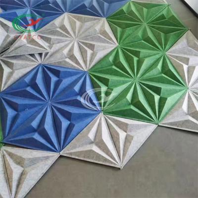 China Recycled Stable Acoustic Hexagon Panels , 3D Hexagon Sound Absorbing Wall Tiles for sale